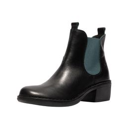 Stiefelette Fly London "Fly London Stiefelette Leder/Textil", Damen, Gr. 37, schwarz (schwarz, gr&uuml;n), Leder, Textil, Schuhe Stiefelette