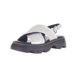 Riemchensandale Gabor COMFORT "Gabor Comfort Sandalen Leder", Damen, Gr. 40,5, silber, Leder, Schuhe Riemchensandale