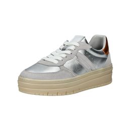 Sneaker Tamaris "Tamaris Sneaker Leder/Synthetik", Damen, Gr. 39, silber, Leder, Synthetik, Schuhe Sneaker