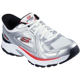 Slip-On Sneaker Skechers "STAMINA SPORT", Herren, Gr. 43, silber (wei&szlig;, silberfarben), Leder, Mesh, Schuhe, Trainingsschuh, Retro Sneaker mit Slip-ins