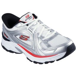 Slip-On Sneaker Skechers "STAMINA SPORT", Herren, Gr. 41, silber (wei&szlig;, silberfarben), Leder, Mesh, Schuhe, Trainingsschuh, Retro Sneaker mit Slip-ins