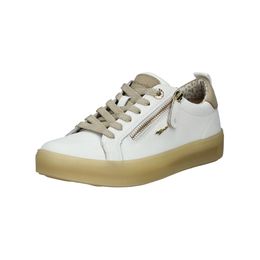 Sneaker Tamaris "Tamaris Sneaker Leder/Textil", Damen, Gr. 37, beige (weiß, beige), Leder, Textil, Casual, Schuhe