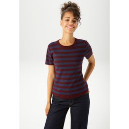 Aniston CASUAL Damen Strickpulloverbordeaux, marine, Gr. 46, geringelt, gestreift, Feinstrick, Obermaterial: 70% Viskose, 30% Polyamid, Pullover, im