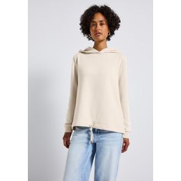 Hoodie Street One, Damen, Gr. 34, tusk cream, Sweatware, 65% Baumwolle, 35% Polyester, unifarben, normal, ohne Ausschnitt, Bündchen, Sweatshirts, im soften Baumwoll-Mix