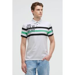 Poloshirt CAMP DAVID, Herren, Gr. 3XL, wei&szlig;, Material: 100% Baumwolle, bedruckt, bestickt, colorblocking, regular fit normal, eingesetzt Rippb&uuml;ndchen, Shirts, mit Stickerei