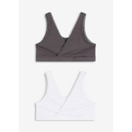 bonprix Wende-Bustier mit softer Bio-Baumwolle (2er Pack), wei&szlig;, Gr.36/38 (S), Modischer Wende-Bustier im 2er Pack, 88% Baumwolle (organic)