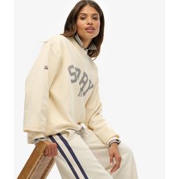 Superdry Damen Baumwolle Logo Druck L&auml;ssiges Athletic Essentials Sweatshirt Mit Rundhalsausschnitt, Creme - Gr&ouml;&szlig;e: 40 21026235007688ML019