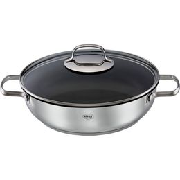 Rösle Servierpfanne RÖSLE "ELEGANCE ProCera", silber (silberfarben, schwarz), B:29,5cm H:15,5cm L:38,4cm Ø:28cm, Pfannen, natürliche Quarzversiegelung ohne PTFE/PFAS, Induktion
