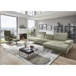 Ecksofa DIE PLANBAR "MP-IN20126 L-Form mit Federkern-Polsterung", gr&uuml;n, B:328cm H:82cm T:190cm, 100% Polyester, Sofas, Ecksofa, mit Kopfteilverstellung, optional Sitztiefen- & Armteilverstellung, Topseller