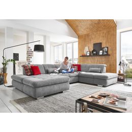 Ecksofa DIE PLANBAR "MP-IN17004 U-Form", silber, B:382cm H:84cm T:124cm, 100% Polyester, Sofas, Ecksofa, wahlweise mit Funktionen, Federkern-Polsterung