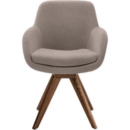 Esszimmerstuhl Musterring "Tavia", grau (taupe, wild, nussbau), B:62cm H:86cm T:66cm, Stühle, Stativgestell Wildnussbaum, Drehfunktion optional, diverse Farben