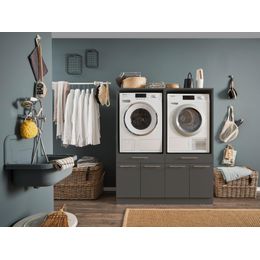 Mehrzweckschrank-Set LAUNDREEZY "LAUNDREEZY LDSK2", grau (anthrazit), B:135cm H:162cm T:67,5cm, Holzwerkstoff, Kastenmöbel-Sets, Breite 135 cm