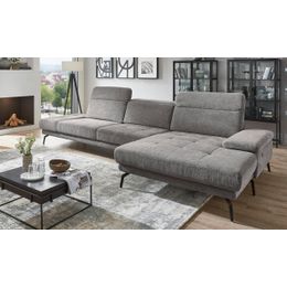 Ecksofa DIE PLANBAR "MP-IN20126 L-Form mit Federkern-Polsterung", grau, B:328cm H:82cm T:190cm, 100% Polyester, Sofas, Ecksofa, mit Kopfteilverstellung, optional Sitztiefen- & Armteilverstellung