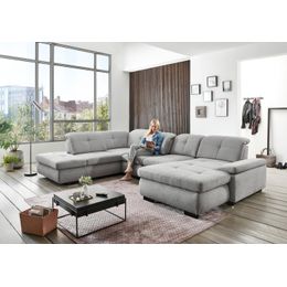 Ecksofa DIE PLANBAR "MP-IN16012 L-Form, mit Federkern-Polsterung", silber, B:371cm H:85cm T:195cm, 85% Polyester;15% Nylon, Sofas, Ecksofa, inkl. Sitztiefenverstellung wahlweise mit weiteren Funktionen
