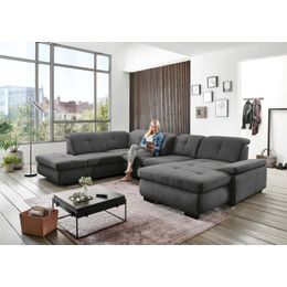Ecksofa DIE PLANBAR "MP-IN16012 L-Form, mit Federkern-Polsterung", grau, B:371cm H:85cm T:195cm, 85% Polyester;15% Nylon, Sofas, Ecksofa, inkl. Sitztiefenverstellung wahlweise mit weiteren Funktionen