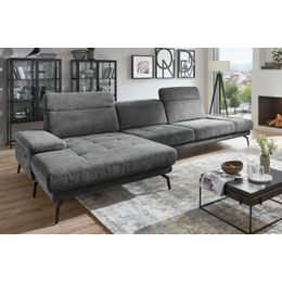 Ecksofa DIE PLANBAR "MP-IN20126 L-Form mit Federkern-Polsterung", grau (anthrazit), B:328cm H:82cm T:190cm, 100% Polyester, Sofas, Ecksofa, mit Kopfteilverstellung, optional Sitztiefen- & Armteilverstellung