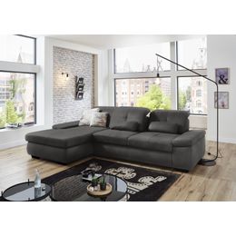 Ecksofa DIE PLANBAR "MP-IN16012 L-Form, mit Federkern-Polsterung", grau, B:309cm H:85cm T:195cm, 85% Polyester;15% Nylon, Sofas, Ecksofa, inkl. Sitztiefenverstellung, wahlweise mit weiteren Funktionen