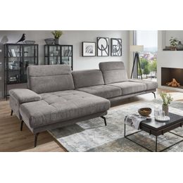 Ecksofa DIE PLANBAR "MP-IN20126 L-Form mit Federkern-Polsterung", grau, B:328cm H:82cm T:190cm, 100% Polyester, Sofas, Ecksofa, mit Kopfteilverstellung, optional Sitztiefen- & Armteilverstellung