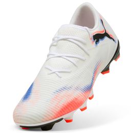 Fußballschuh Puma "FUTURE 8 MATCH LOW FG/AG", Gr. 43, weiß (Puma weiß, Puma schwarz, glowing rot), Synthetik, Schuhe, für Rasenplätze