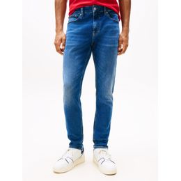 Slim-fit-Jeans Tommy Jeans "Austin Slim Tapered", Herren, Gr. 32, Länge 32, blau (denim schwarz), Denim/Jeans, Obermaterial: 98% Baumwolle, 2% Elasthan, regular fit lang, Jeans Slim-fit-Jeans, zum Knöchel hin schmaler werdende Jeans mit mittlerer Leibhöhe