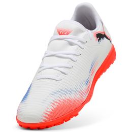 Fußballschuh Puma "FUTURE 8 PLAY TT", Gr. 42,5, weiß (Puma weiß, Puma schwarz, glowing rot), Synthetik, Schuhe, für synthetische Hartplätze