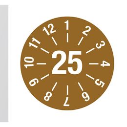 Kabelprüfplakette, Jahresplakette, LxH 60 x 20 mm, 25, braun kaiserkraft