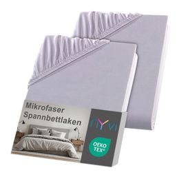 NYVI Spannbettlaken DreamScience Mikrofaser - Weich & Anschmiegsam, Rundumgummizug, Bügelfrei Farbe:silber;Größe:180x200 - 200x200 cm (2er Pack)