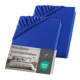 NYVI Spannbettlaken DreamScience Mikrofaser - Weich & Anschmiegsam, Rundumgummizug, Bügelfrei Farbe:royalblau;Größe:180x200 - 200x200 cm (2er Pack)