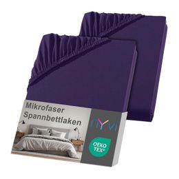 NYVI Spannbettlaken DreamScience Mikrofaser - Weich & Anschmiegsam, Rundumgummizug, Bügelfrei Farbe:aubergine;Größe:180x200 - 200x200 cm (2er Pack)