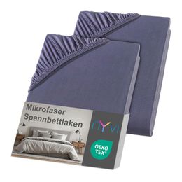 NYVI Spannbettlaken DreamScience Mikrofaser - Weich & Anschmiegsam, Rundumgummizug, Bügelfrei Farbe:anthrazit;Größe:90x200 - 100x200 cm (2er Pack)