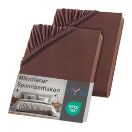 NYVI Spannbettlaken DreamScience Mikrofaser - Weich & Anschmiegsam, Rundumgummizug, Bügelfrei Farbe:braun;Größe:140x200 - 160x200 cm (2er Pack)