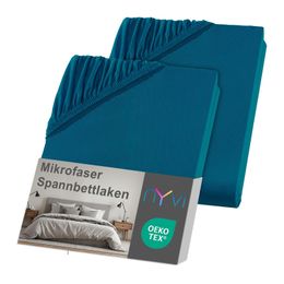 NYVI Spannbettlaken DreamScience Mikrofaser - Weich & Anschmiegsam, Rundumgummizug, Bügelfrei Farbe:petrol;Größe:90x200 - 100x200 cm (2er Pack)
