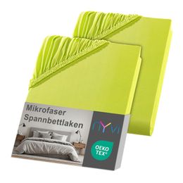 NYVI Spannbettlaken DreamScience Mikrofaser - Weich & Anschmiegsam, Rundumgummizug, Bügelfrei Farbe:apfelgrün;Größe:140x200 - 160x200 cm (2er Pack)