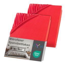NYVI Spannbettlaken DreamScience Mikrofaser - Weich & Anschmiegsam, Rundumgummizug, Bügelfrei Farbe:rot;Größe:140x200 - 160x200 cm (2er Pack)