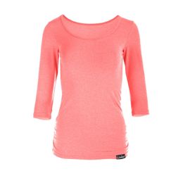3/4-Arm-Shirt WINSHAPE "WS4", Damen, Gr. S, rot (neon coral), 48% Baumwolle, 48% Polyester, 4% Elasthan, Rundhals, Shirts 3/4-Arm-Shirt