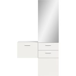 Garderoben-Set Inosign, weiß (weiß melamin), B:104cm H:190cm T:36cm, Kastenmöbel-Sets, Lumo, Garderobenset Breite: 104 cm, Spiegel, 2 Schubladen, Flur, Diele