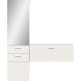 Garderoben-Set Inosign, weiß (weiß melamin), B:156cm H:190cm T:36cm, Kastenmöbel-Sets, Lumo, Garderobenset Breite: 156 cm, Spiegel, 2 Schubladen, Flur, Diele