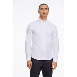 LINDBERGH Herren Langarmhemdwei&szlig;, Gr. XL, unifarben, Web, Obermaterial: 97% Baumwolle, 3% Elasthan, Hemden, mit Button-Down-Kragen