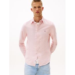 Langarmhemd Tommy Jeans "TJM SLIM STRIPE OXFORD SHIRT EXT", Herren, Gr. XL, N-Gr, vintage cerise stripe, Web, Obermaterial: 100% Baumwolle, slim fit normal, Rundhals, eingesetzt,Ärmel mit Ärmelschlitz Manschette mit Knöpfen, Hemden, Mit Button-Down-Kragen