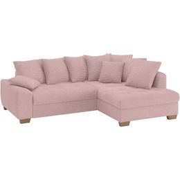 MR. COUCH Ecksofa »Nikita II, L-Form« Wahlweise mit Bettfunktion, Bettkasten & RGB-LED-Beleuchtung rosa