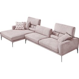 Egoitaliano Ecksofa »Masu, Design trifft sensationellen Sitzkomfort« inkl. 2 Kissenrollen, Rückenelemente manuell verstellbar, Metallfüße opal grau