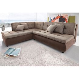 TRENDS BY HG Ecksofa »Pool L-Form« wahlweise mit Bettfunktion, frei im Raum stellbar braun/beige