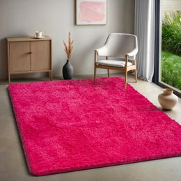MERINOS Teppich »Fluffy Shaggy« rechteckig 35 mm Höhe Flauschiger Hochflor Teppich, Wohnzimmer, Anti-Rutsch Unterseite Pink Obermaterial: 100%...