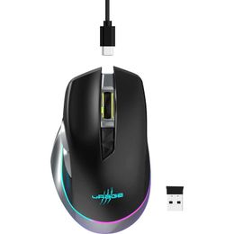 uRage Gaming-Maus »PC Gaming Maus kabellos, ergonomisch, optisch, Rechtshänder, Schwarz« Funk schwarz Ergonomisches Design mit gummierter...