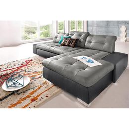 Sit & More SIT&MORE Ecksofa »Palomino L-Form« wahlweise XL oder XXL und mit Bettfunktion schwarz/steingrau