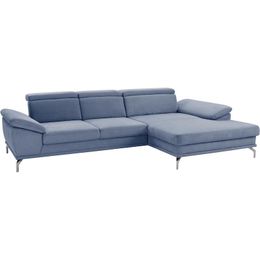 Sit & More SIT&MORE Ecksofa »Scorpio L-Form« inklusive Sitztiefenverstellung, wahlweise mit Kopfverstellung blau