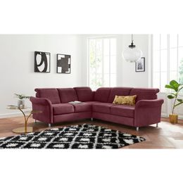 Sit & More SIT&MORE Ecksofa »Darwin L-Form« inklusive Federkern, wahlweise mit Kopfteilverstellung, Bettfunktion bordeaux