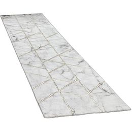 Paco Home L&auml;ufer &raquo;Kraft 524&laquo; rechteckig 16 mm H&ouml;he Kurzflor, modernes Marmor-Design, mit gold-/silberfarbenen Akzenten goldfarben Obermaterial: 70%...