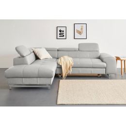 COTTA Ecksofa &raquo;Chef L-Form&laquo; mit Kopfteilverstellung, edle Metallkufen, wahlweise mit Bettfunktion grau Luxus-Microfaser (100% Polyester);Kunstleder 