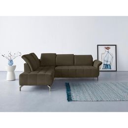 Inosign Ecksofa &raquo;Fresh L-Form&laquo; Federkern, wahlweise Kopfteilverstellung und motorischer Vorziehsitz gr&uuml;n 100% Polyester
